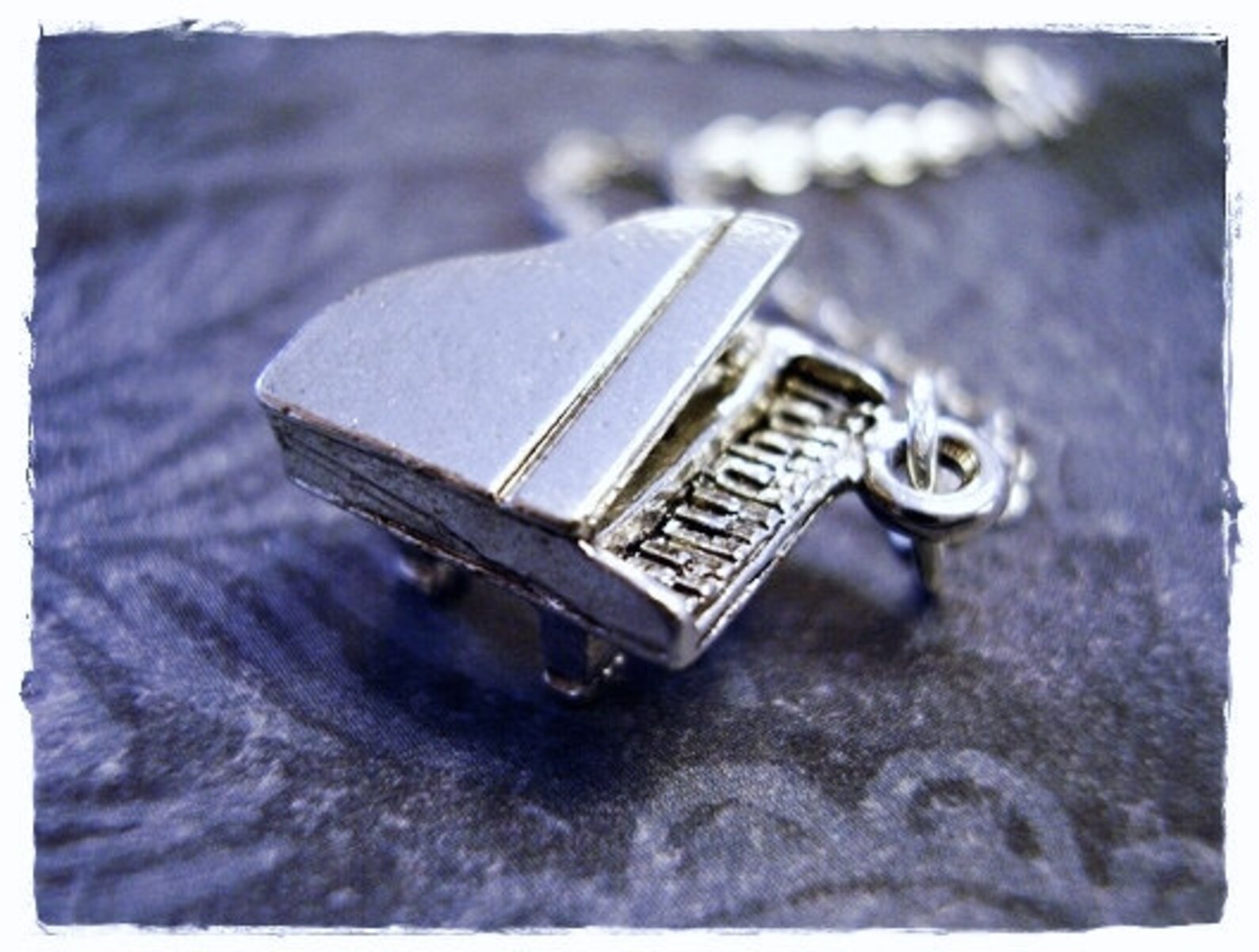 Silver Piano Necklace - Silver Pewter Piano Charm on a Delicate ...