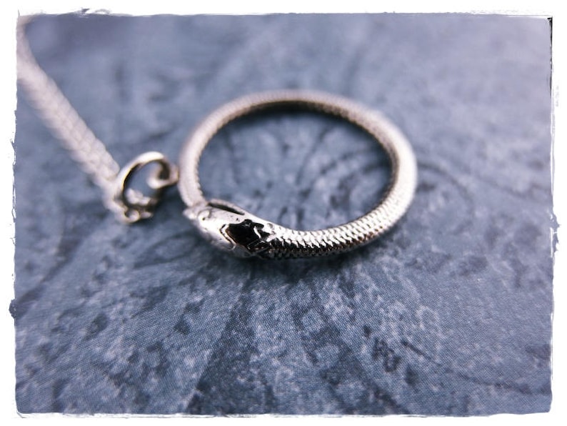 Silver Ouroboros Necklace - Sterling Silver Ouroboros Charm on a ...