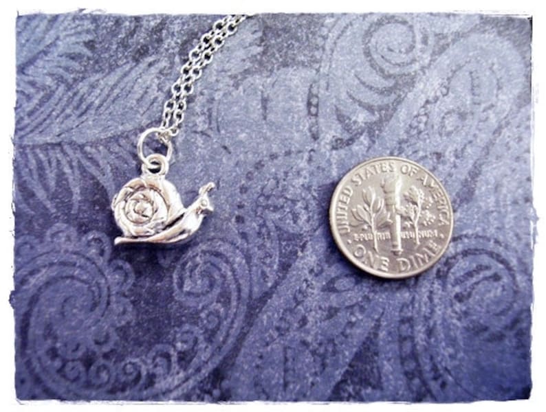 Silver Snail Necklace Silver Pewter Snail Charm on a - Etsy