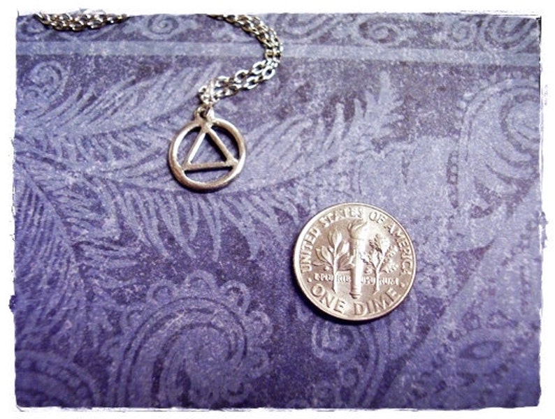 Tiny Silver Recovery Unity Symbol Necklace Antique Pewter | Etsy