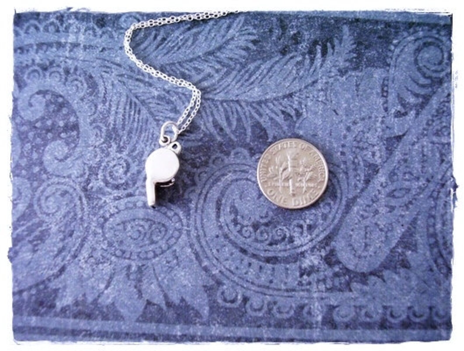 Large Silver Whistle Necklace - Sterling Silver Whistle Charm on a ...