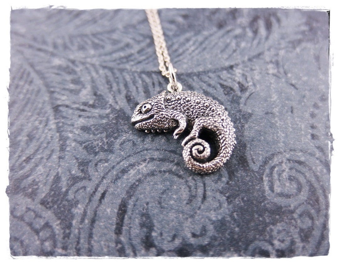 Silver Chameleon Necklace - Sterling Silver Chameleon Charm on a ...