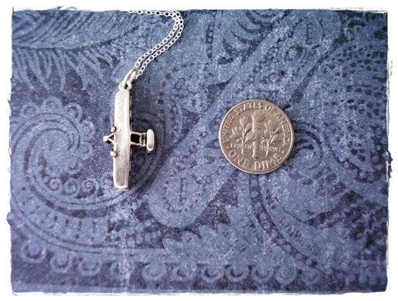 Silver Biplane Necklace Sterling Silver Biplane Charm on a - Etsy