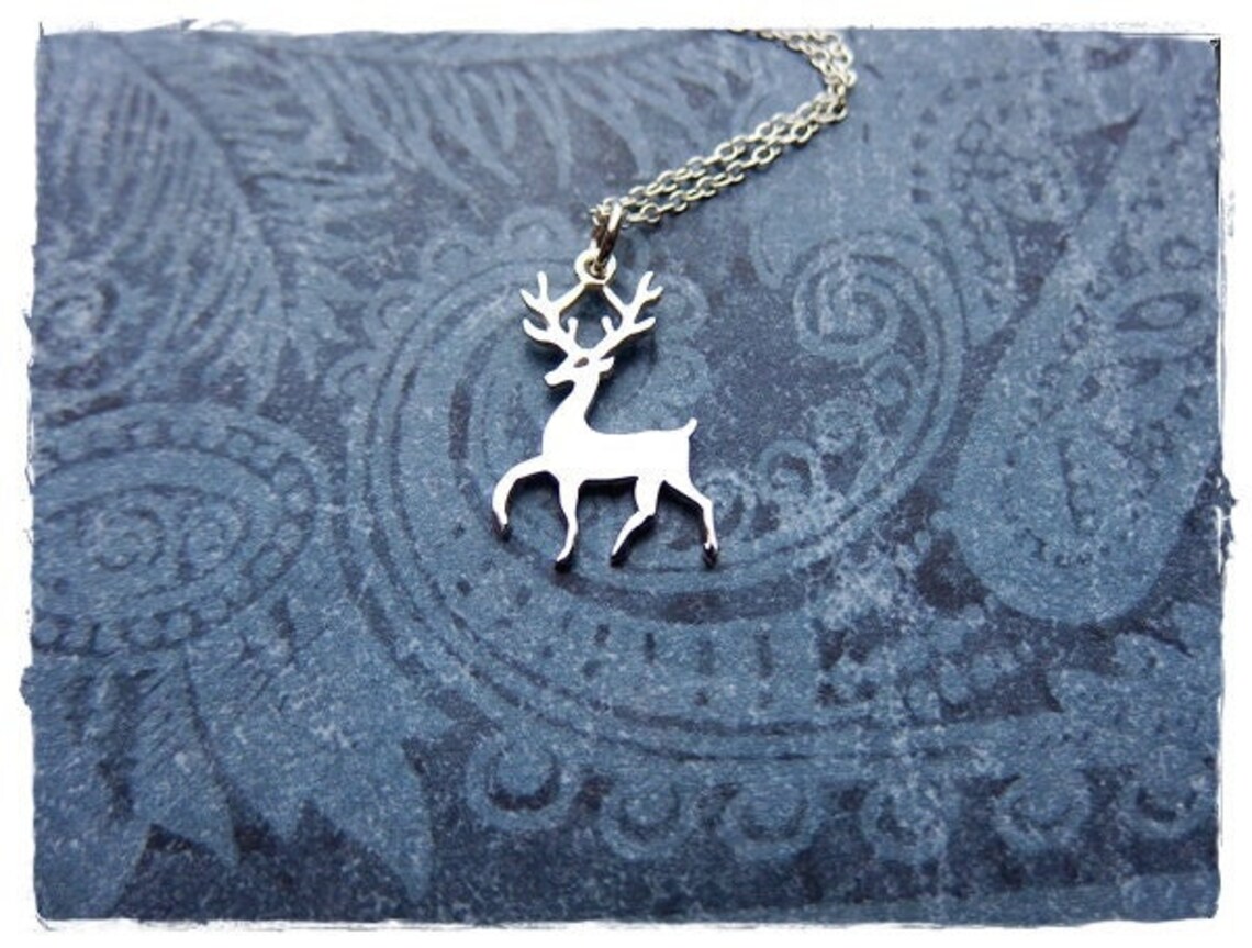 Tiny Silver Stag Necklace Sterling Silver Stag Charm on a - Etsy