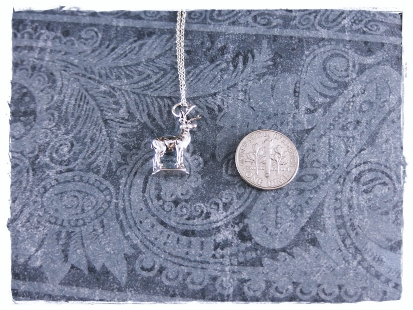 Silver Stag Necklace Sterling Silver Stag Charm on a - Etsy