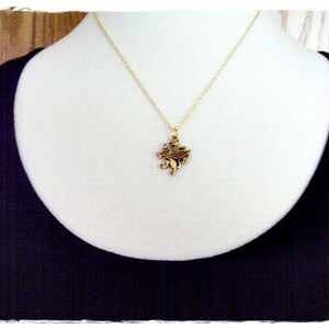 Gold Griffin Necklace - Antique Gold Pewter Griffin Charm on a Delicate ...