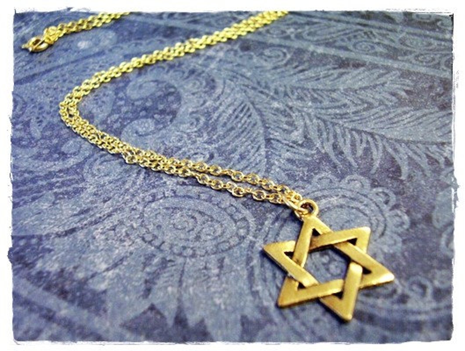 Gold Star of David Necklace - Antique Gold Pewter Star of David Charm ...