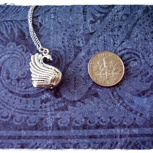 Large Silver Swan Necklace Large Sterling Silver Swan Charm on a ...