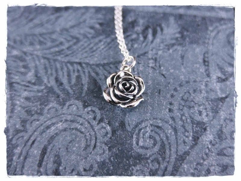 Silver Blooming Rose Necklace - Sterling Silver Blooming Rose Charm on ...