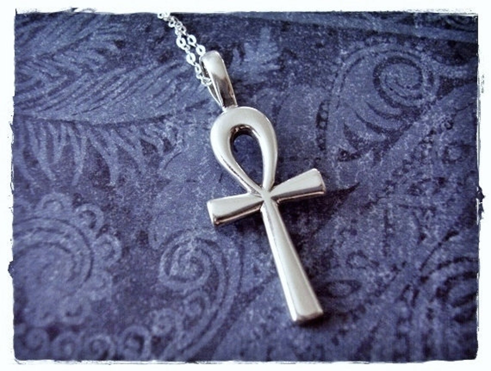 Large Silver Ankh Necklace Sterling Silver Ankh Charm on a | Etsy