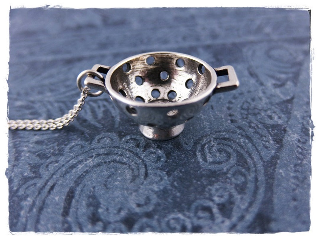 Silver Colander Necklace - Sterling Silver Colander Charm on a Delicate ...