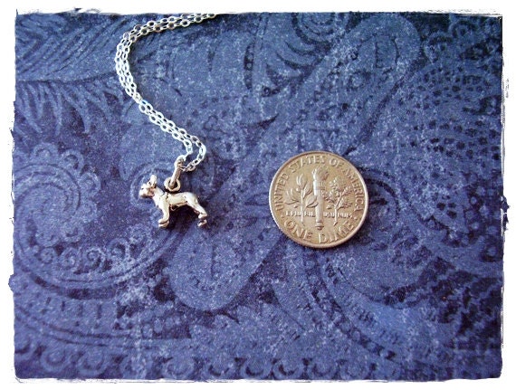 Tiny Boston Terrier Necklace - Sterling Silver Boston Terrier Charm on ...