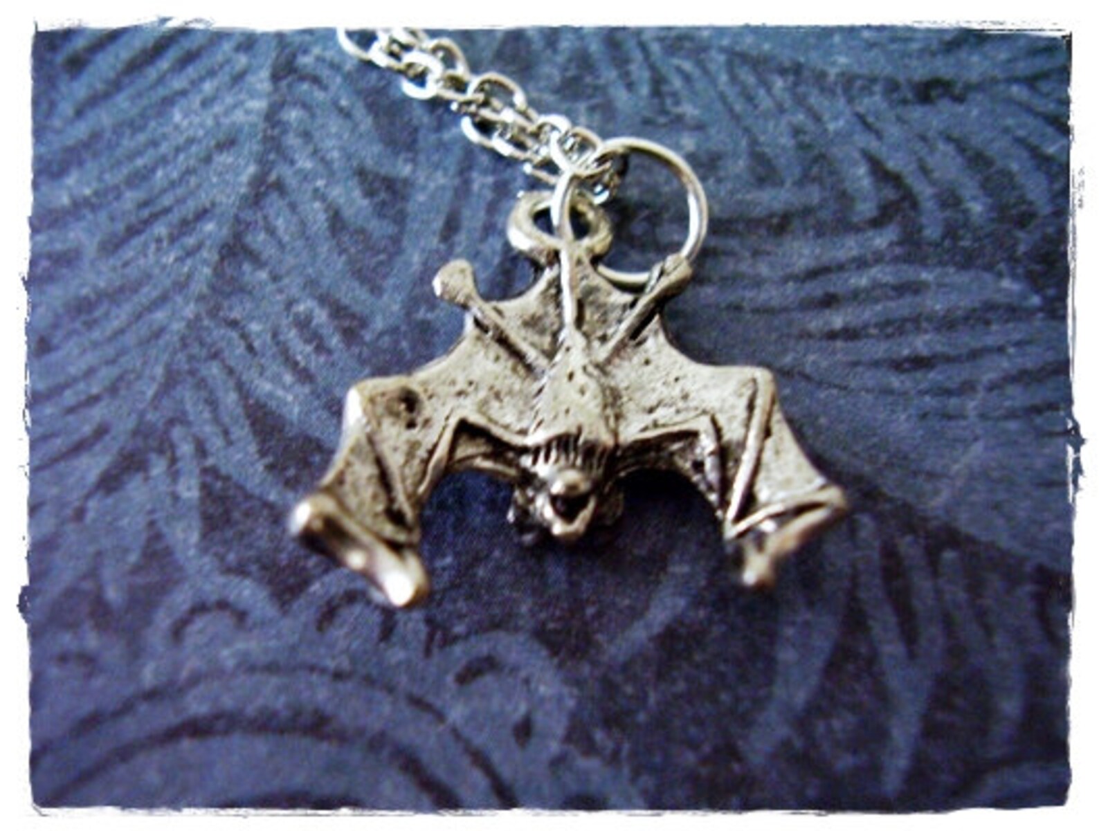 Silver Hanging Bat Necklace Antique Pewter Hanging Bat Charm - Etsy