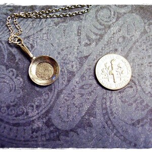 Silver Frying Pan Necklace - Antique Pewter Frying Pan Charm on a ...