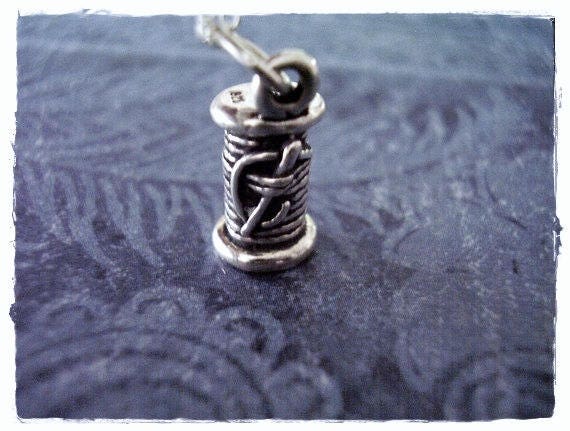 Silver Spool of Thread Necklace Sterling Silver Spool of | Etsy