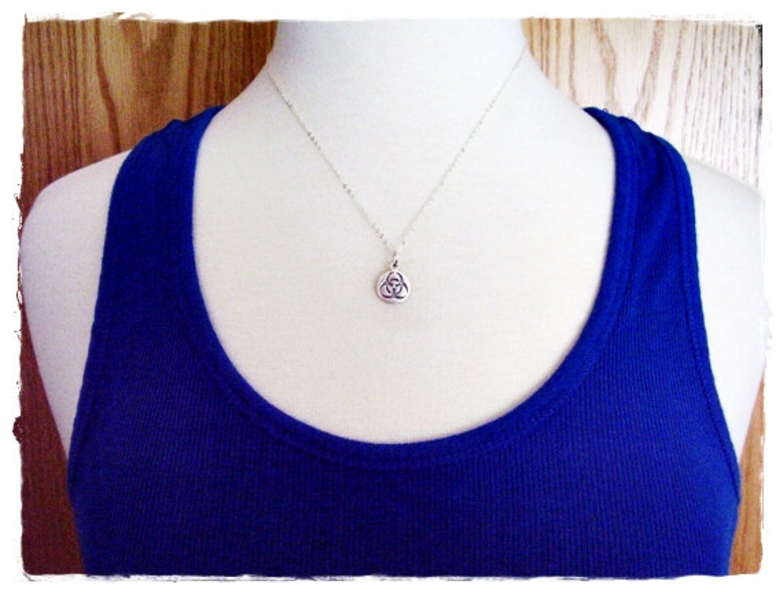 Silver Biohazard Necklace Sterling Silver Biohazard Charm on | Etsy