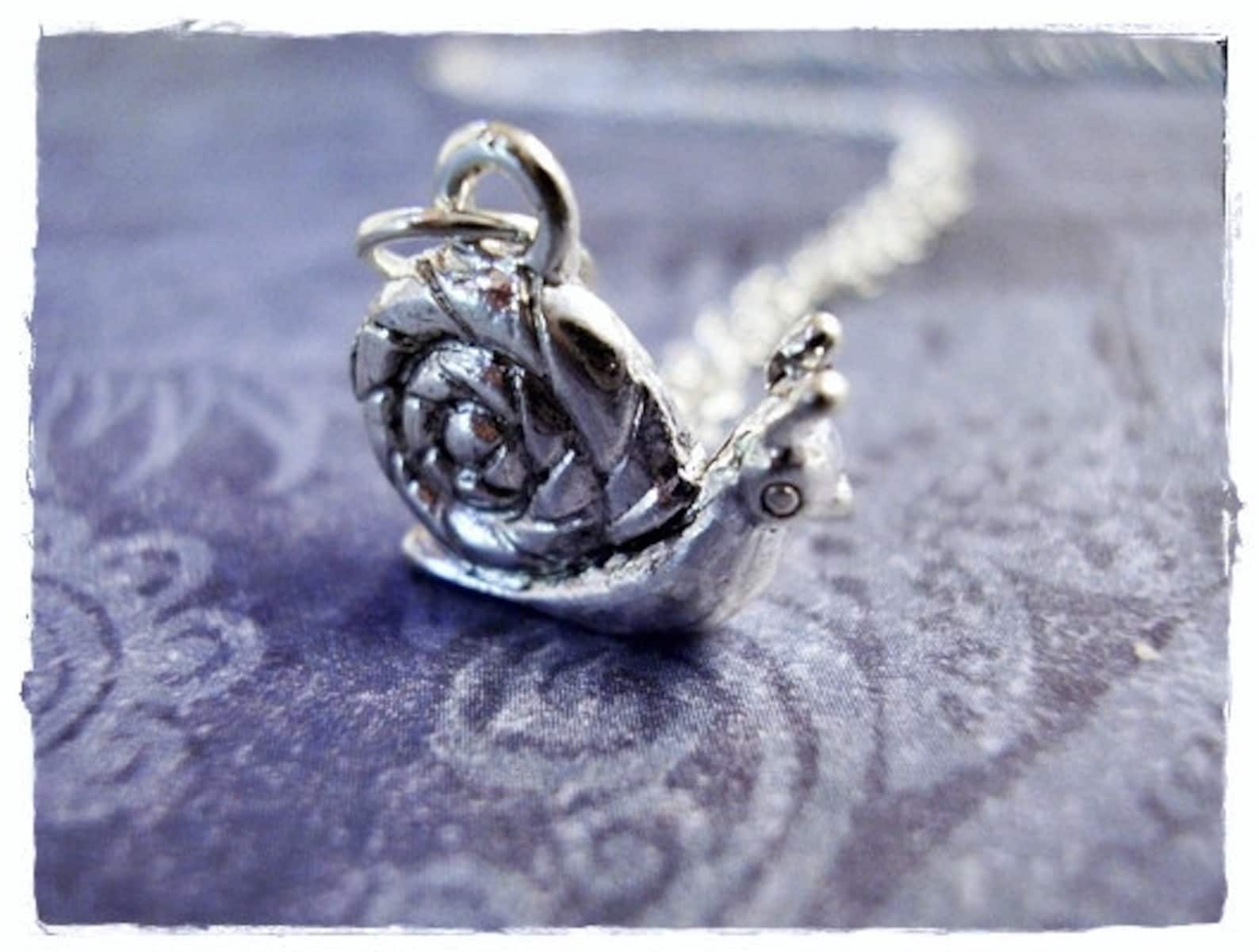 Silver Snail Necklace Silver Pewter Snail Charm on a - Etsy