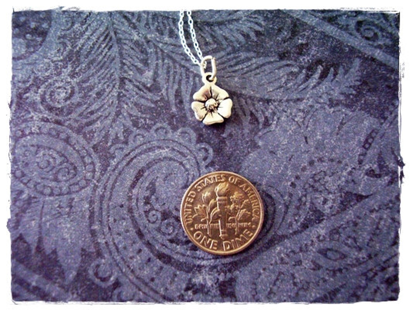 Silver Poppy Flower Necklace - Sterling Silver Poppy Flower Charm on a ...