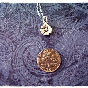 Silver Poppy Flower Necklace - Sterling Silver Poppy Flower Charm on a ...