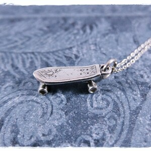 Silver Movable Skateboard Necklace - Sterling Silver Skateboard Charm ...