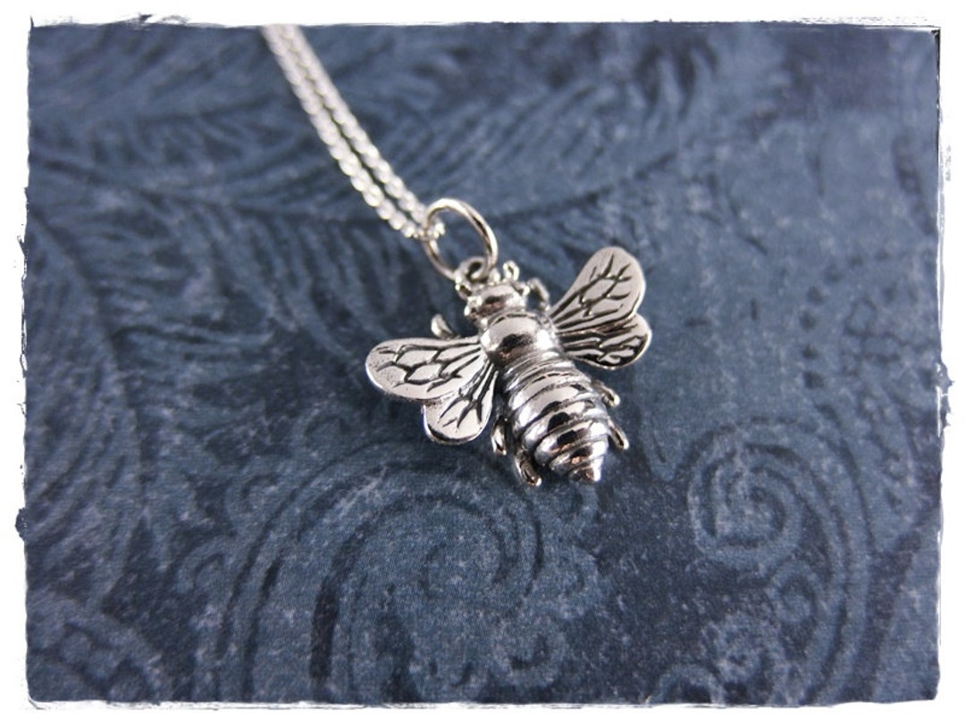 Silver Bumble Bee Necklace - Sterling Silver Bumble Bee Charm on a ...