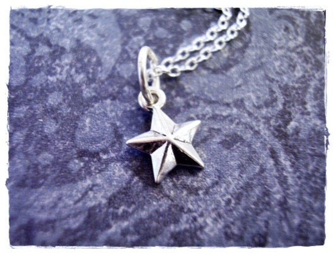 Tiny Nautical Star Necklace - Sterling Silver Nautical Star Charm on a ...