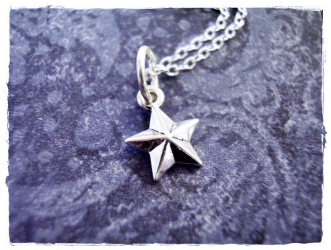 Tiny Nautical Star Necklace - Sterling Silver Nautical Star Charm on a ...