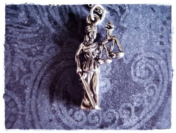 Silver Justice Necklace Sterling Silver Justice Charm on a | Etsy