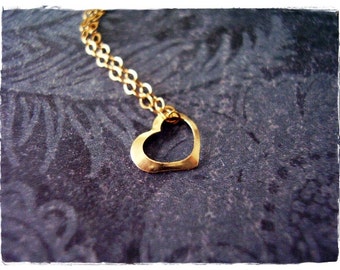 Tiny Gold Floating Heart Necklace - Gold Filled Floating Heart Charm on ...