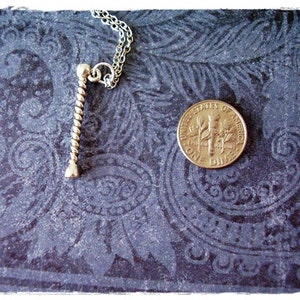 Silver Baton Necklace - Silver Pewter Baton Charm on a Delicate ...