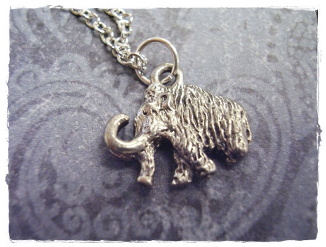 Silver Woolly Mammoth Necklace - Antique Pewter Woolly Mammoth Charm on ...