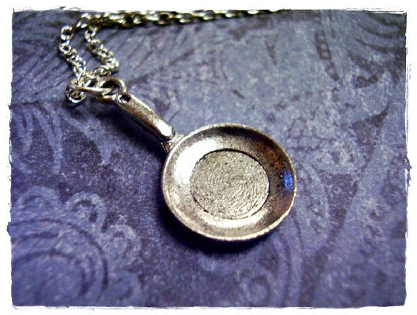 Silver Frying Pan Necklace - Antique Pewter Frying Pan Charm on a ...