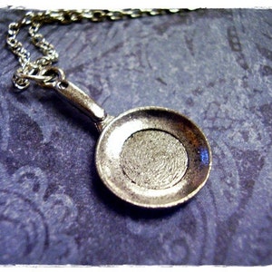 Silver Frying Pan Necklace - Antique Pewter Frying Pan Charm on a ...