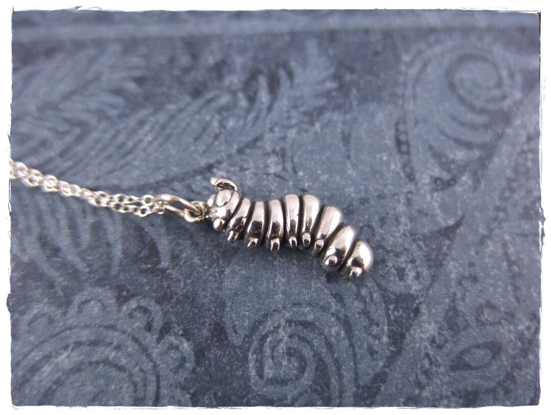 Silver Caterpillar Necklace Sterling Silver Caterpillar Charm on a ...