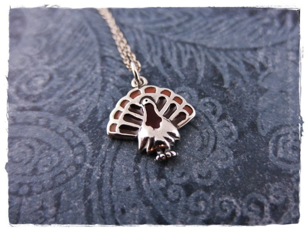 Silver Turkey Necklace Enameled Sterling Silver Turkey Charm - Etsy