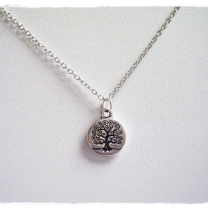 Silver Rowan Tree Round Necklace - Antique Pewter Rowan Tree Charm on a ...