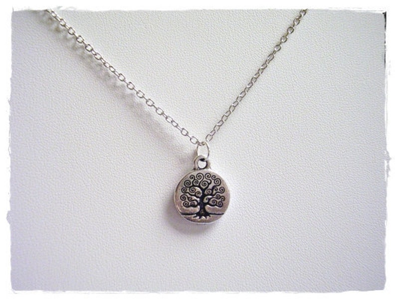 Silver Rowan Tree Round Necklace - Antique Pewter Rowan Tree Charm on a ...