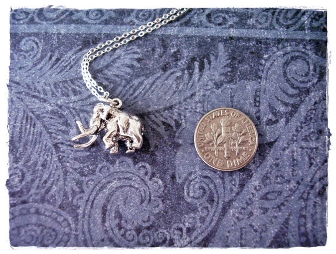 Sterling Mammoth Necklace - Sterling Silver Mammoth Charm on a Delicate ...