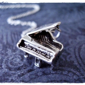 Silver Movable Piano Necklace - Sterling Silver Piano Charm on a ...
