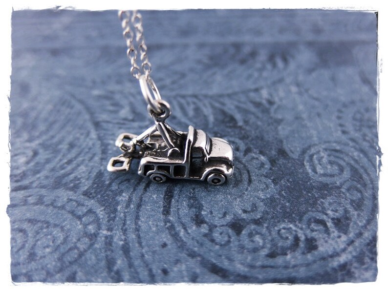 Silver Tow Truck Necklace Sterling Silver Tow Truck Charm on | Etsy