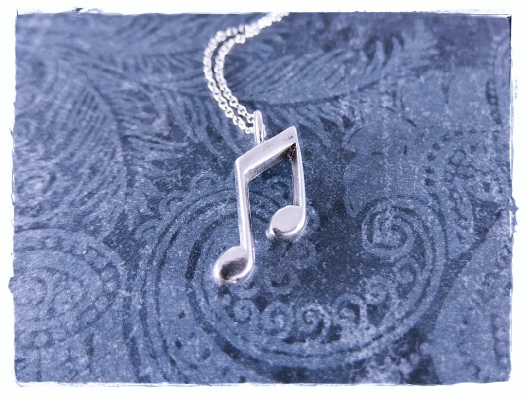 Silver Music Notes Necklace - Sterling Silver Music Notes Charm on a ...