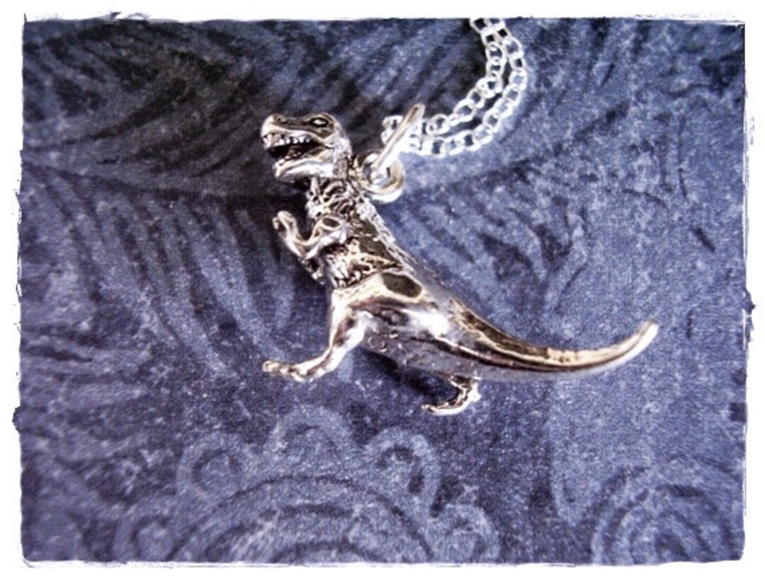 Silver T-rex Necklace - Sterling Silver Tyrannosaurus Charm on a ...