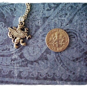 Silver Griffin Necklace - Antique Pewter Griffin Charm on a Delicate ...