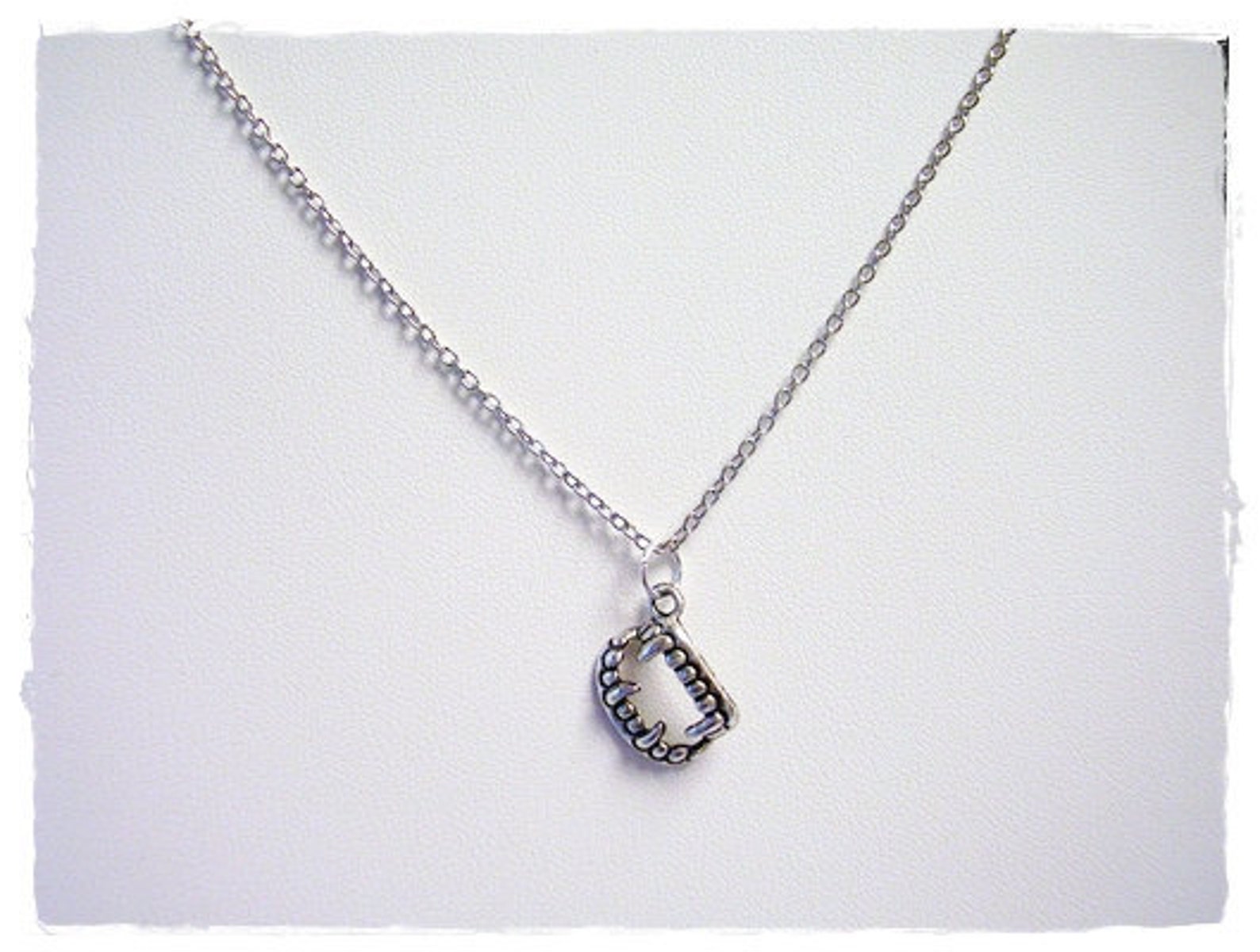 Silver Vampire Fangs Necklace Antique Pewter Vampire Fangs - Etsy