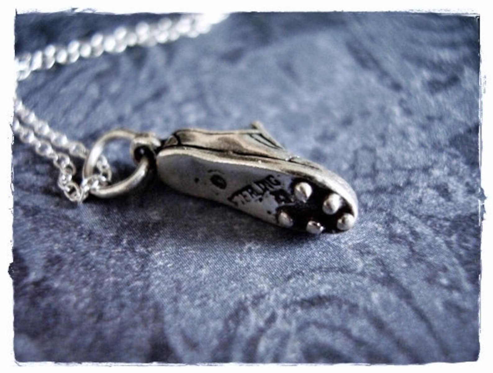 Tiny Track Shoe Necklace - Sterling Silver Track Shoe Charm on a ...