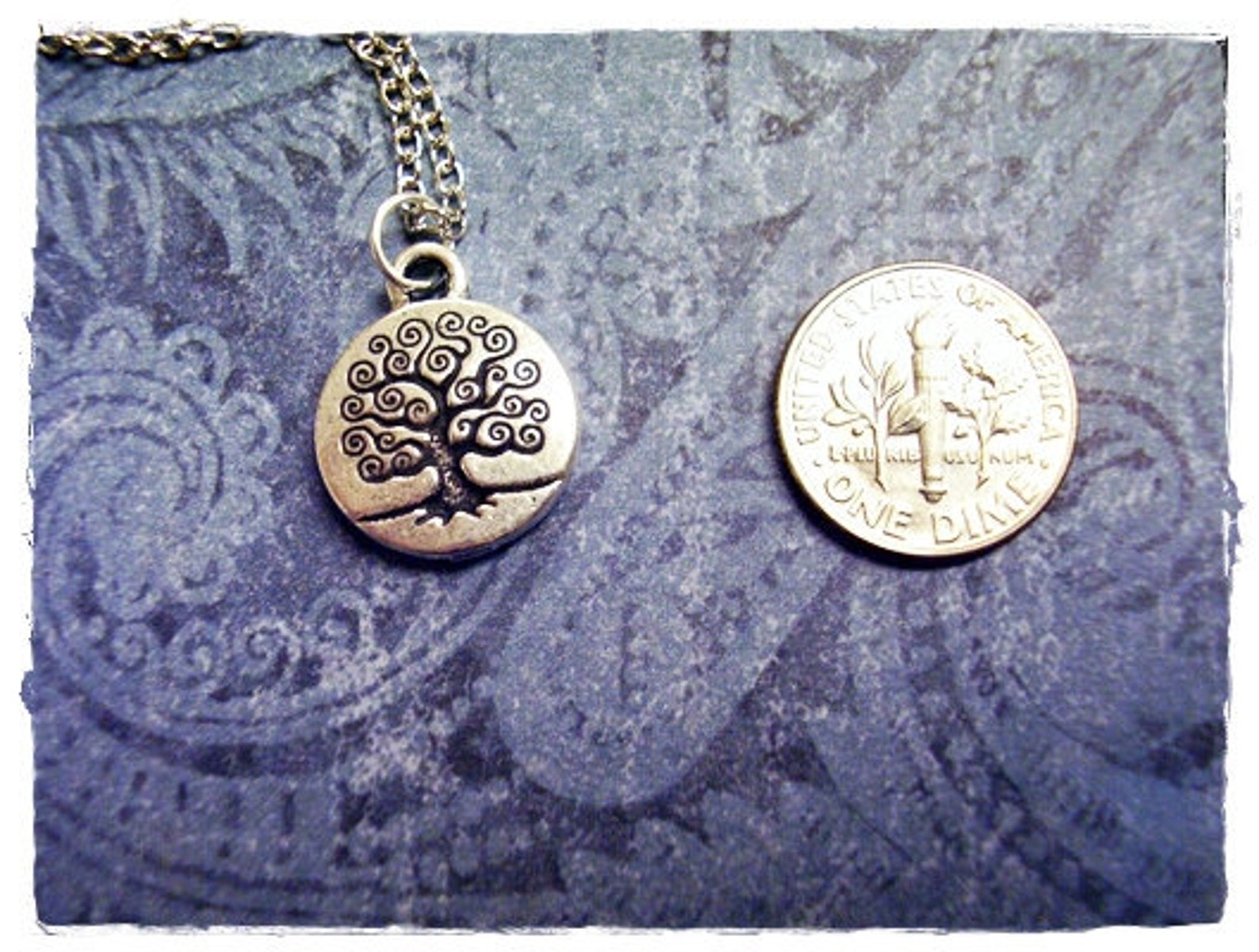 Silver Rowan Tree Round Necklace - Antique Pewter Rowan Tree Charm on a ...