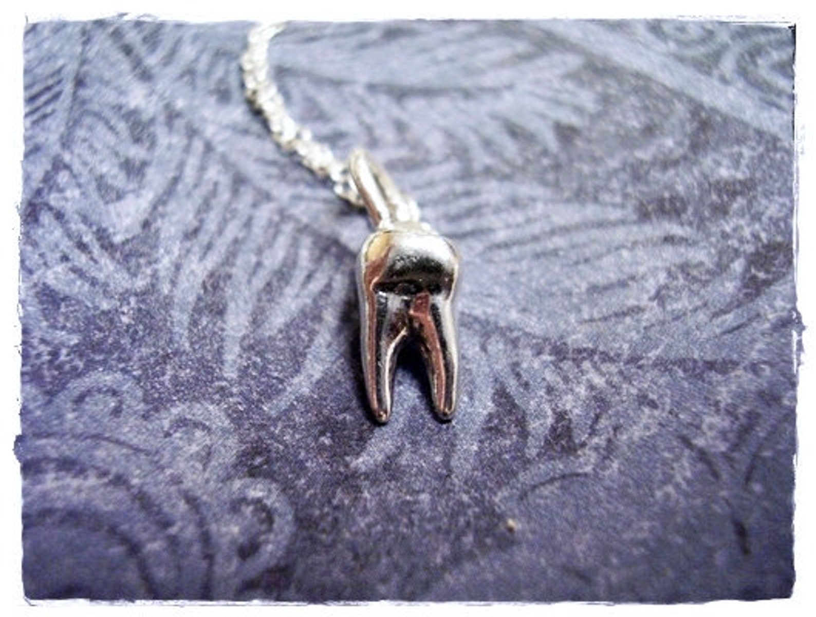 Silver Tooth Necklace Sterling Silver Tooth Charm on a | Etsy