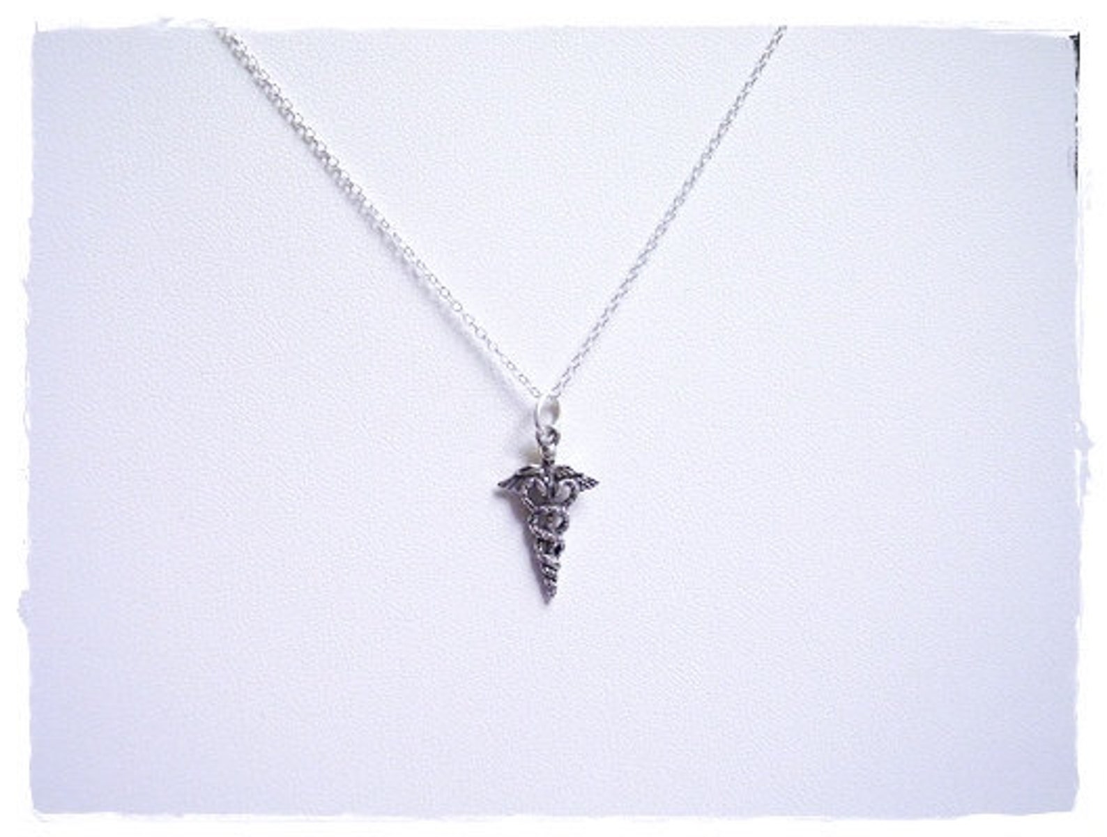 Silver Caduceus Symbol Necklace Sterling Silver Caduceus | Etsy