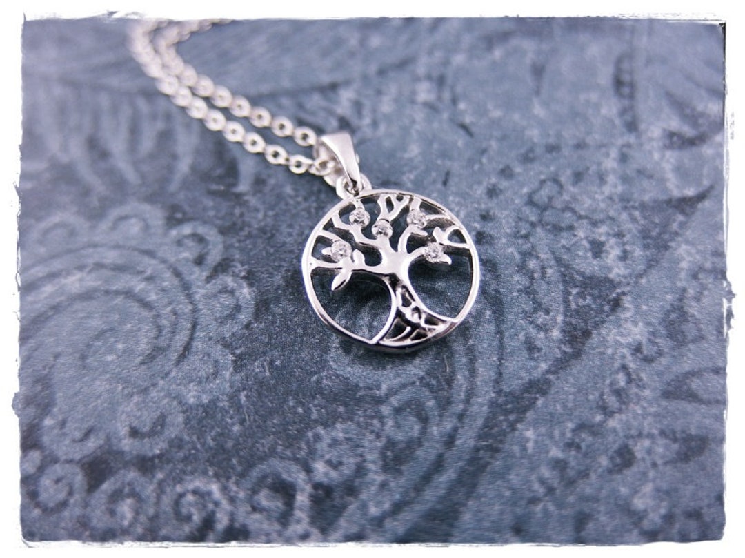Crystal Rowan Tree Necklace - Rhodium Plated Sterling Silver Crystal ...
