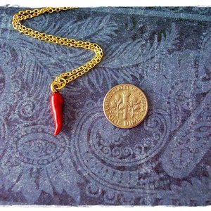 Red Chili Pepper Necklace - Red Enameled Antique Gold Pewter Chili ...